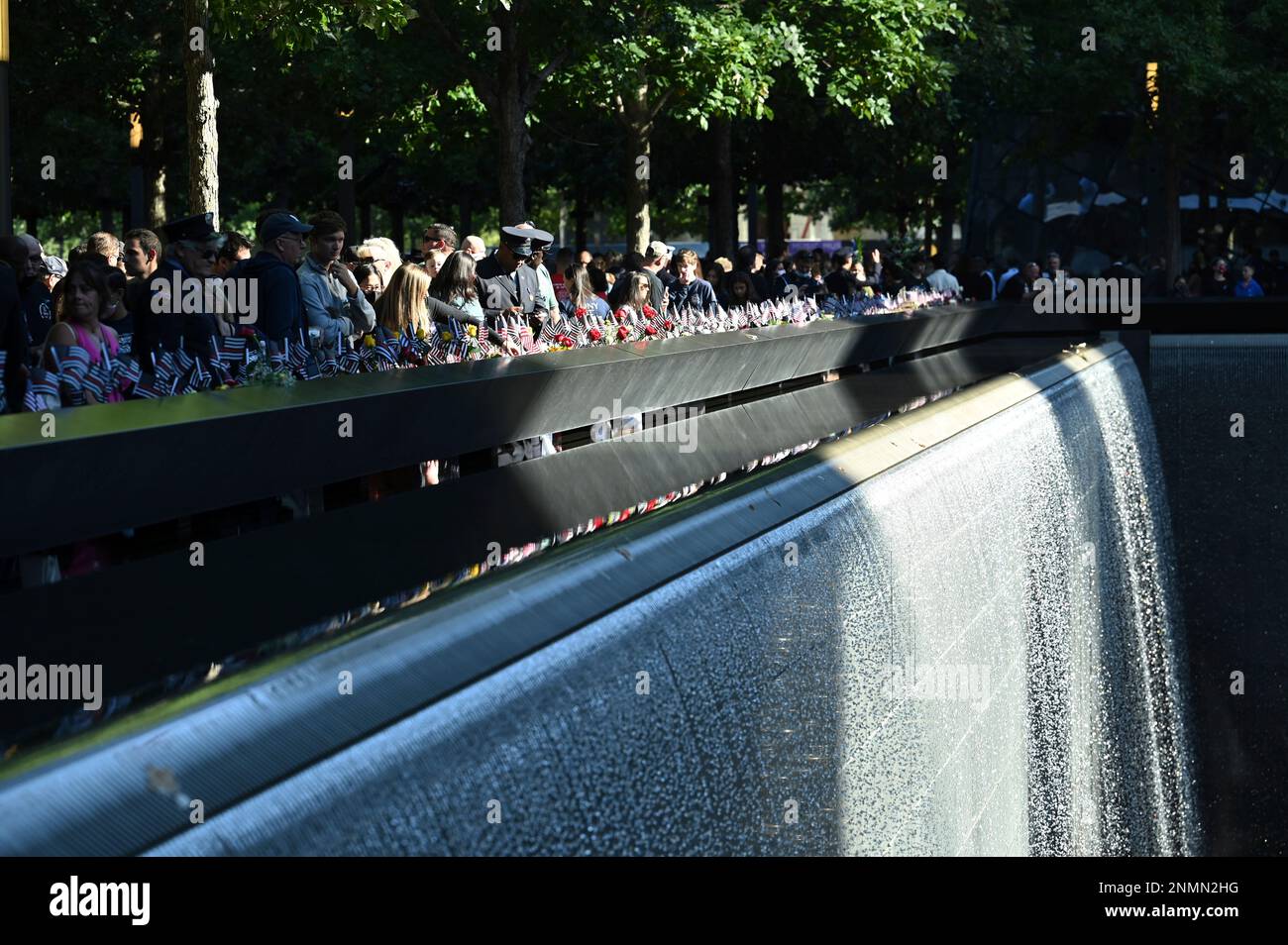 People visit the National September 11 Memorial in New York on the 20th ...