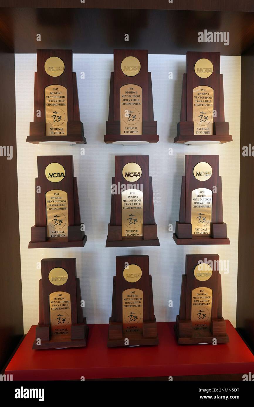 NCAA Championship trophies on display at the Colich Track and Field ...