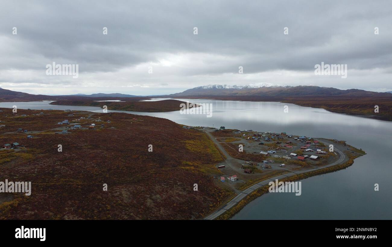 Summit lake, Alaska drone photo during the month of November Stock ...