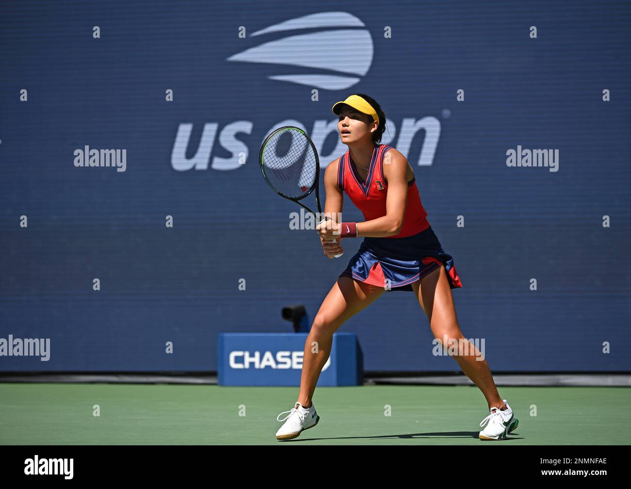 Emma Raducanu prepares to return a serve during a Women's Singles ...