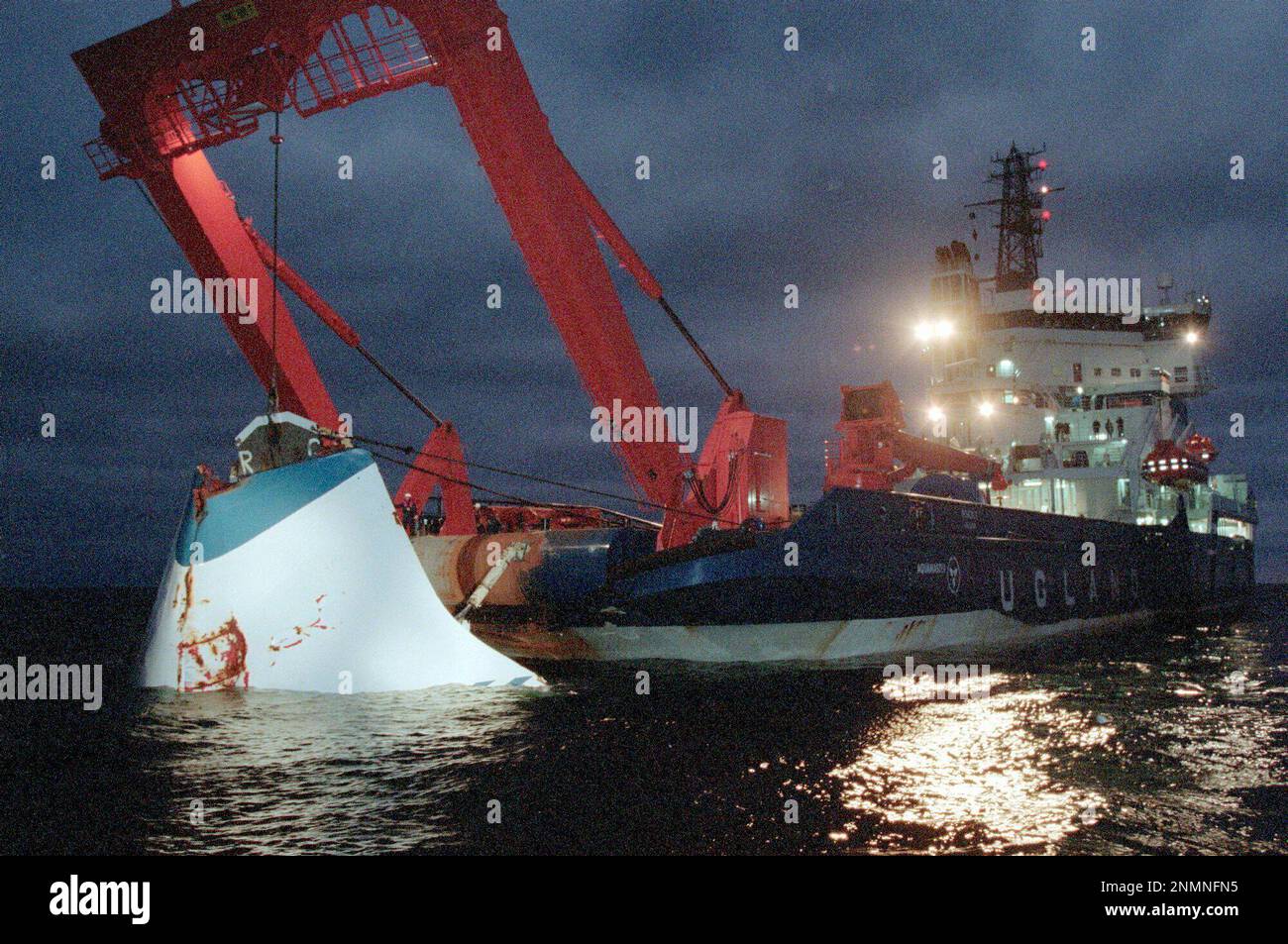 FILE - In this Nov. 19, 1994 file photo, the bow door of the sunken ...