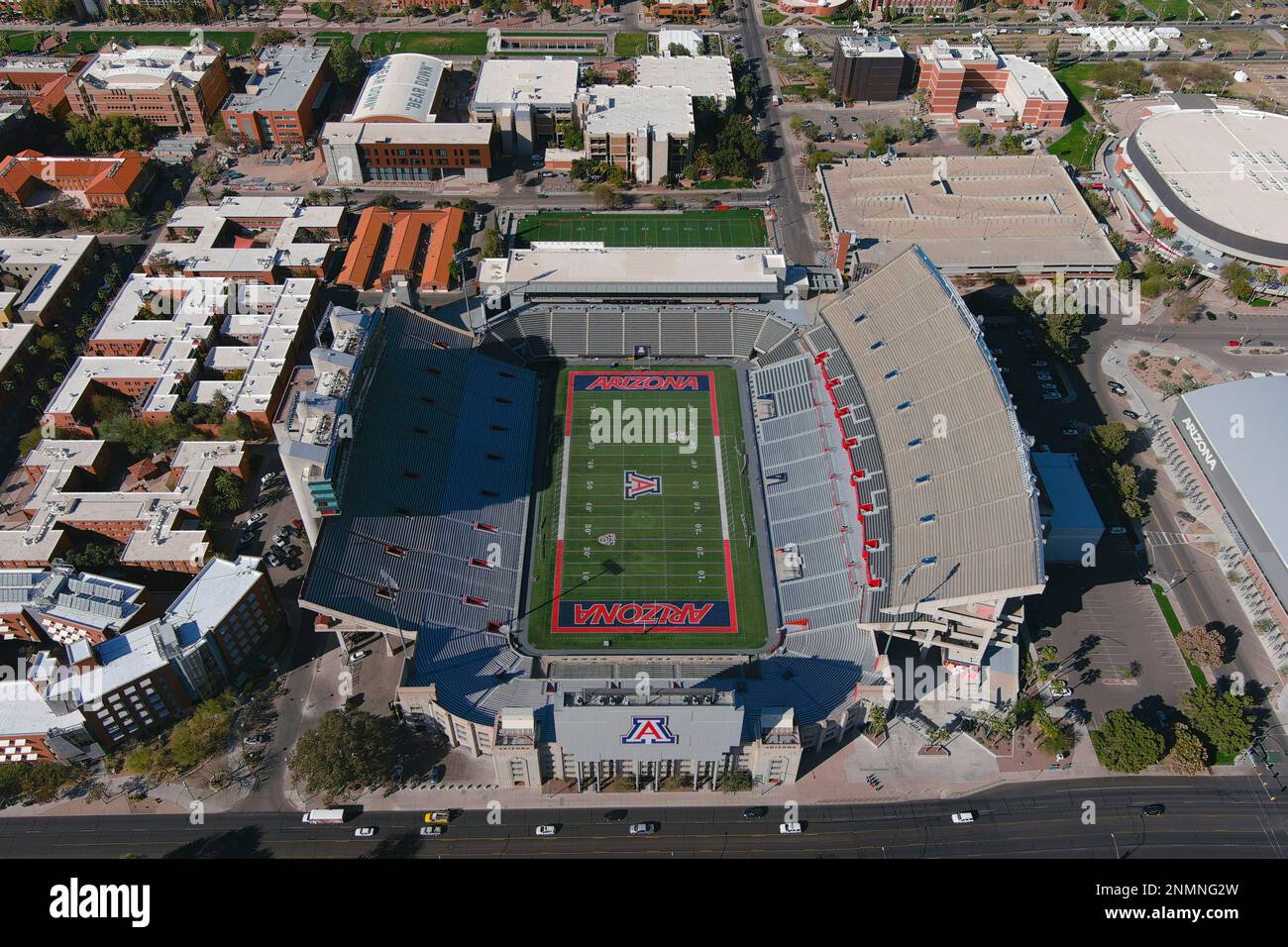 An aerial view of Arizona Stadium, Tuesday, March 2, 2021, in Tucson ...