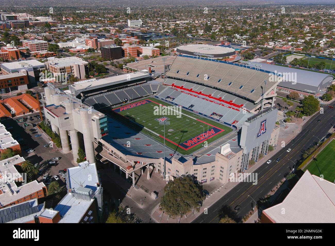 An aerial view of Arizona Stadium, Tuesday, March 2, 2021, in Tucson ...