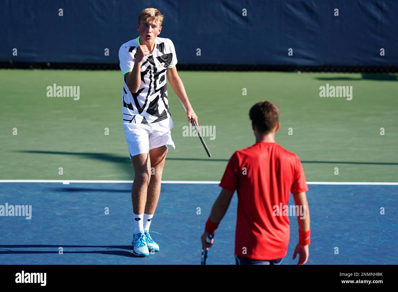 Edas Butvilas reacts Alejandro during a Junior Boys' Doubles match at ...