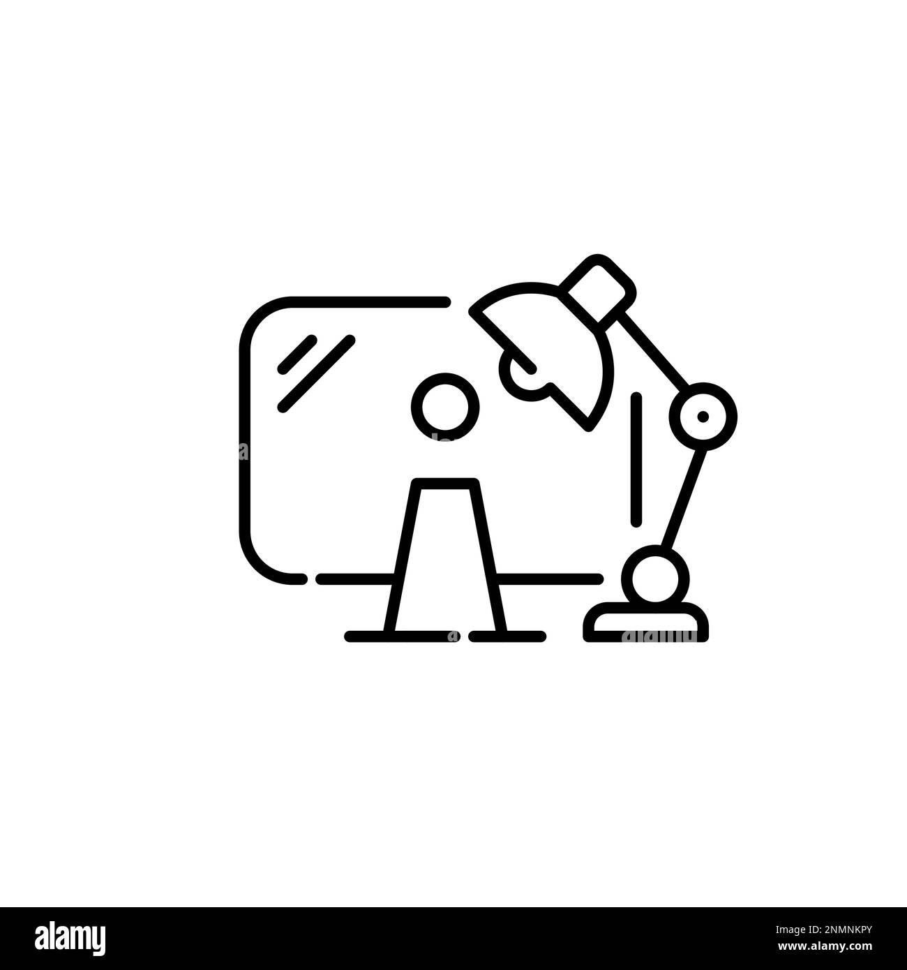 Desktop monitor and desk lamp. Pixel perfect, editable stroke icon ...