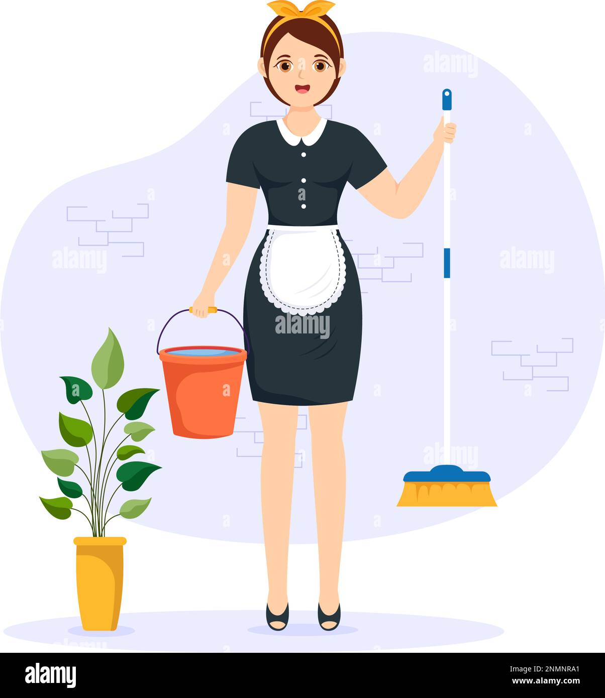 Professional Girl Maid Illustration of Cleaning Service Wearing her ...