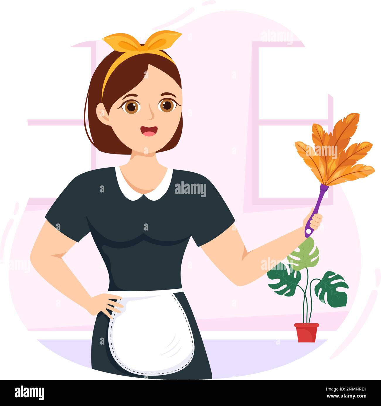 Professional Girl Maid Illustration of Cleaning Service Wearing her ...