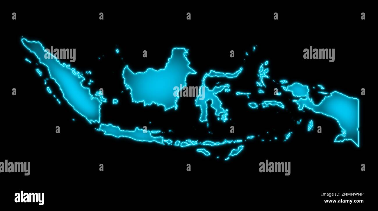 indonesia map blue glow futuristic design Stock Photo - Alamy
