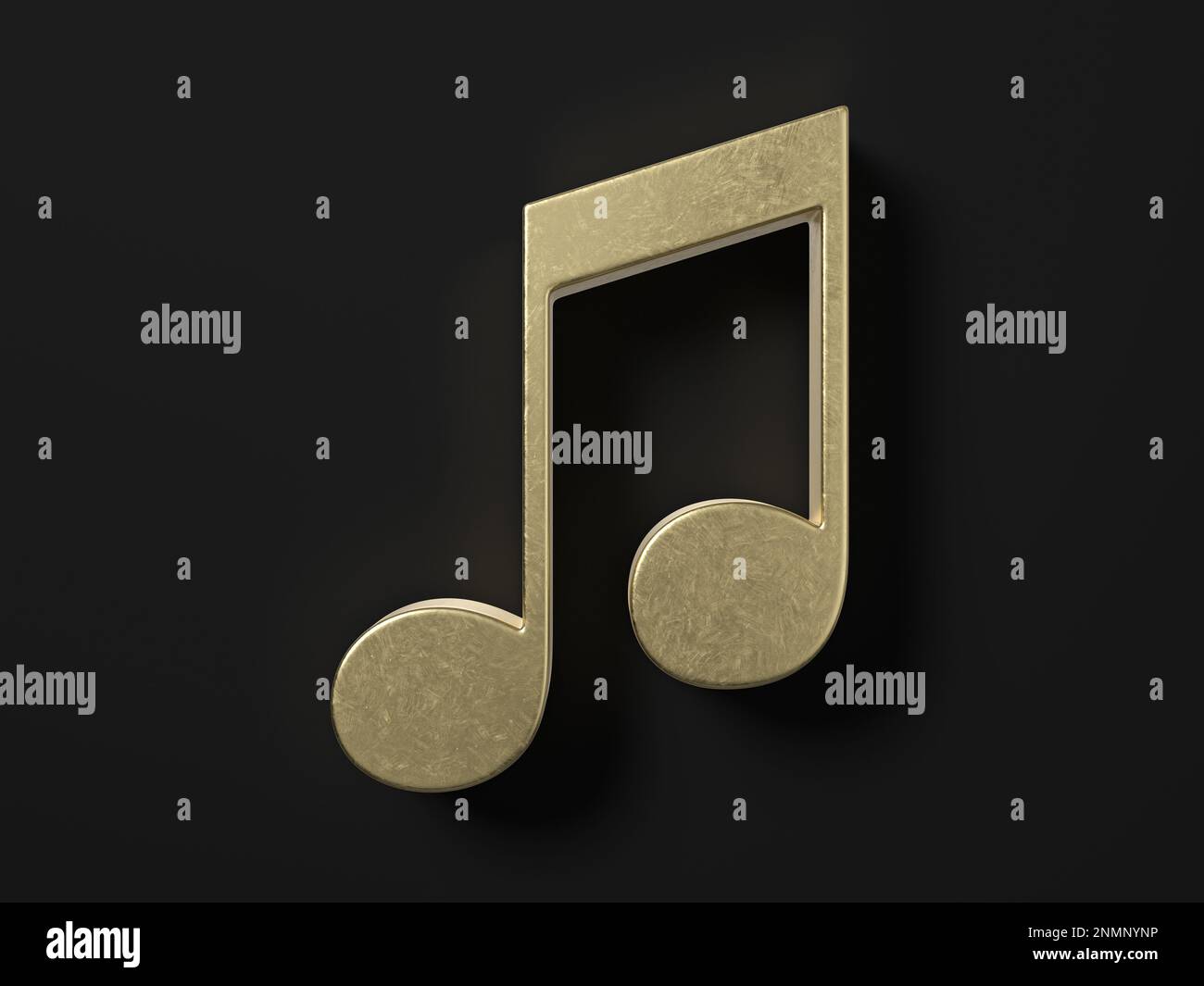 Gold music note symbol on a black background. 3d illustration Stock ...