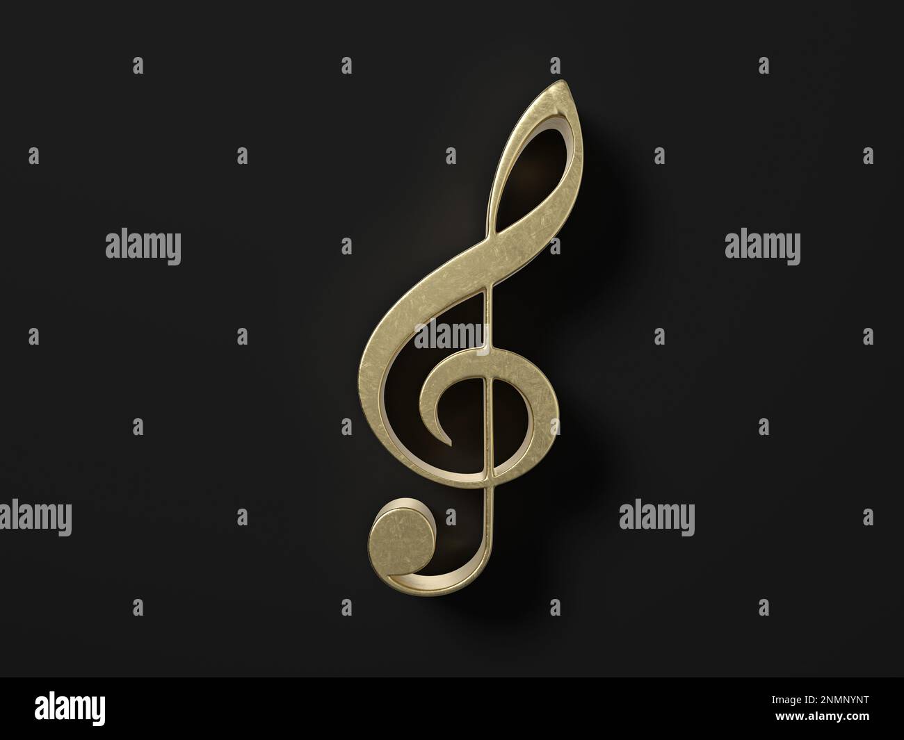 Gold music note symbol on a black background. 3d illustration Stock ...