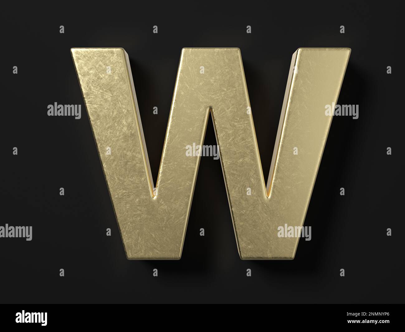 Gold letter W on a black background. 3d illustration Stock Photo - Alamy