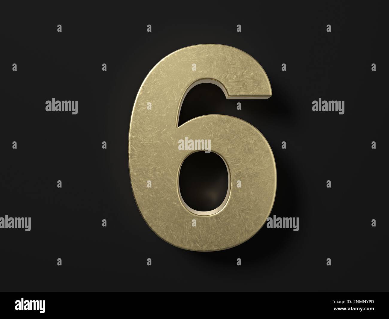 Gold number six on a black background. 3d illustration Stock Photo - Alamy