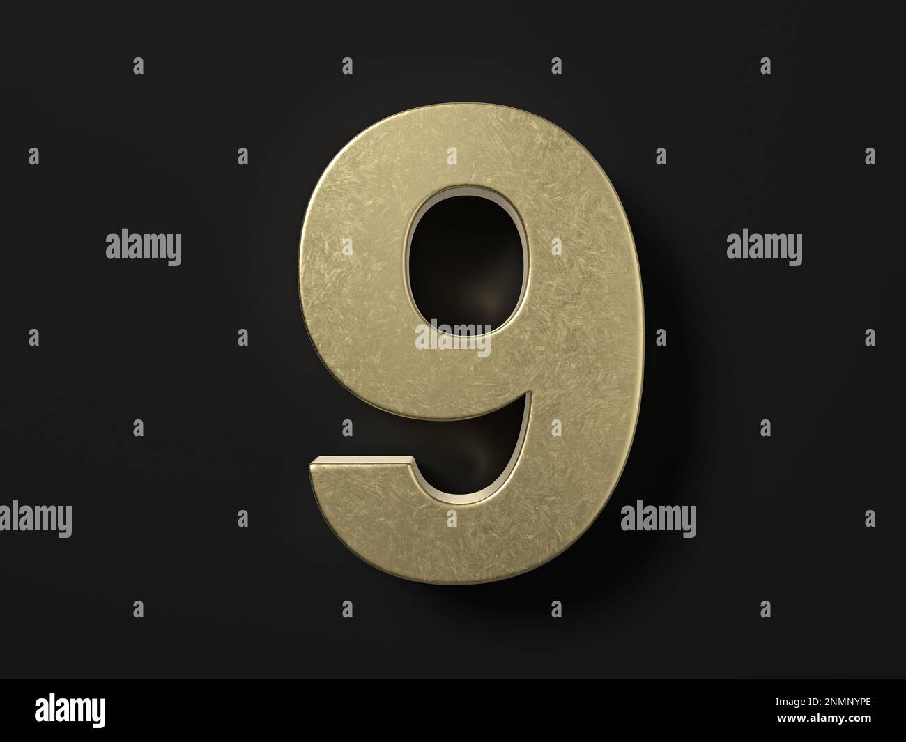Gold number nine on a black background. 3d illustration Stock Photo - Alamy