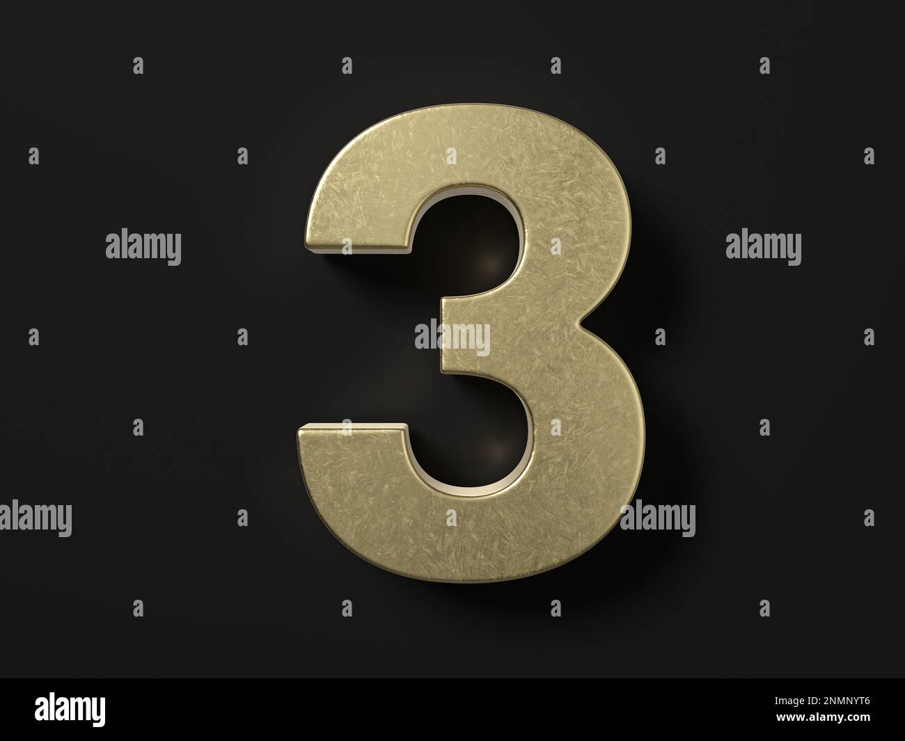 Gold number three on a black background. 3d illustration Stock Photo - Alamy