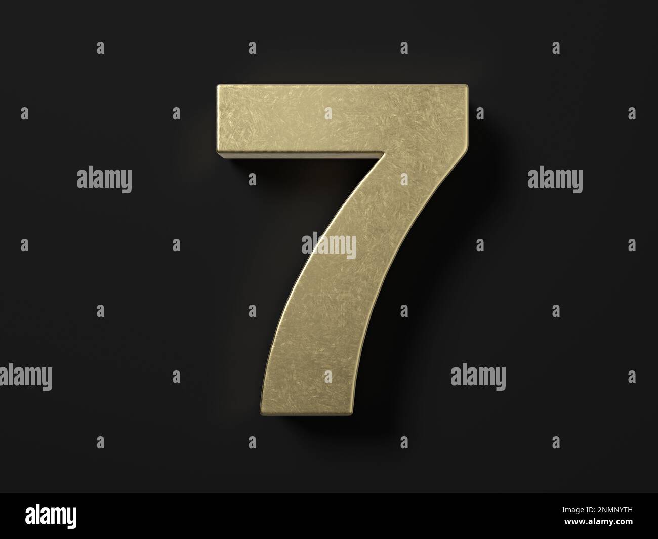 Gold number seven on a black background. 3d illustration Stock Photo ...