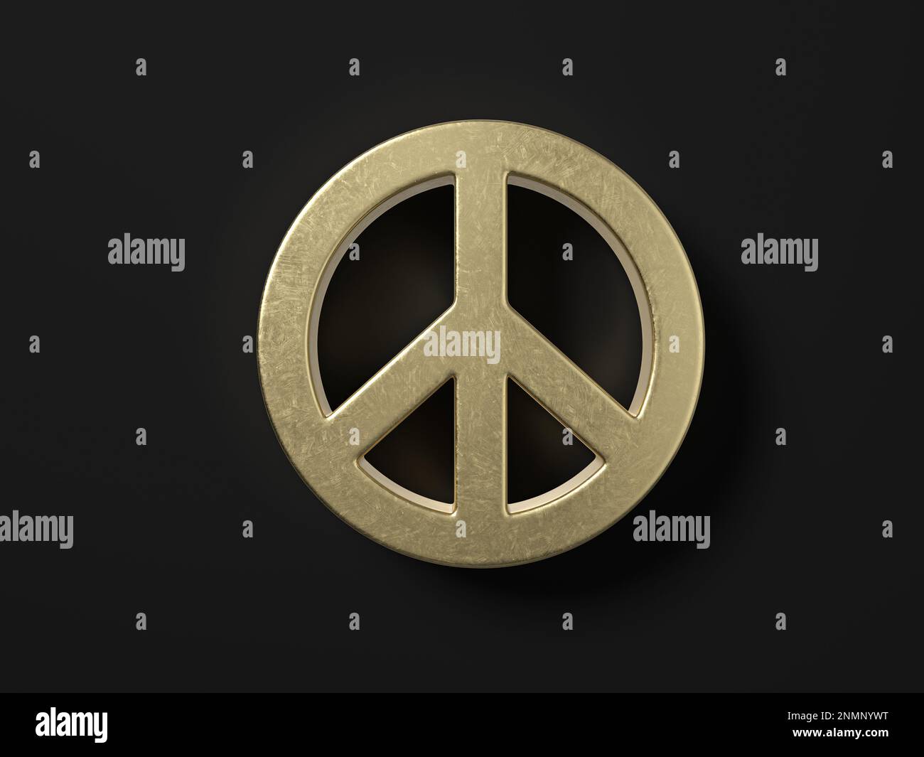 Gold peace symbol on a black background. 3d illustration Stock Photo ...