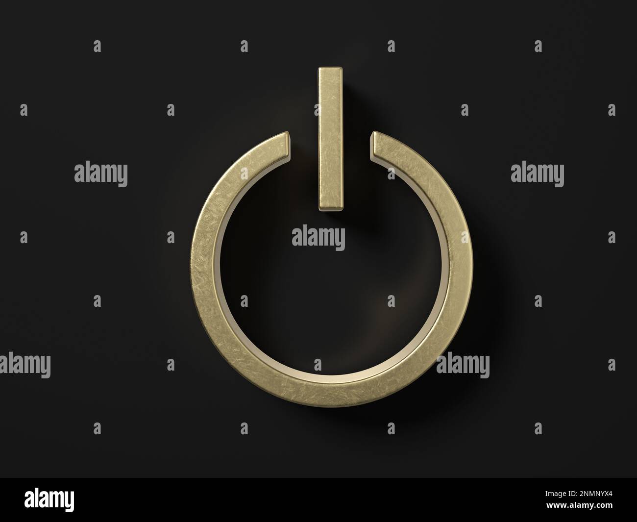 Gold power symbol on a black background. 3d illustration Stock Photo ...