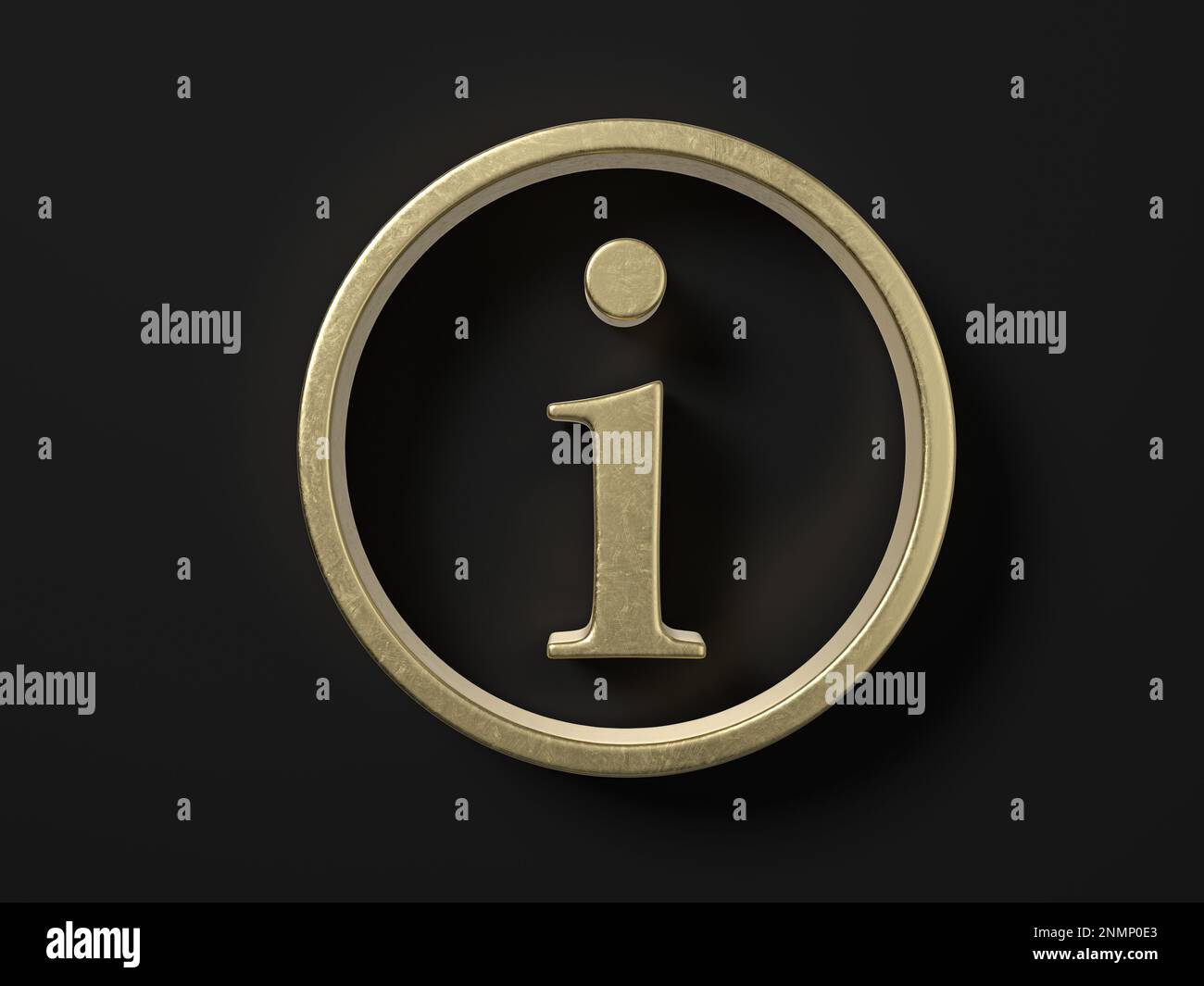 Gold info symbol on a black background. 3d illustration Stock Photo - Alamy