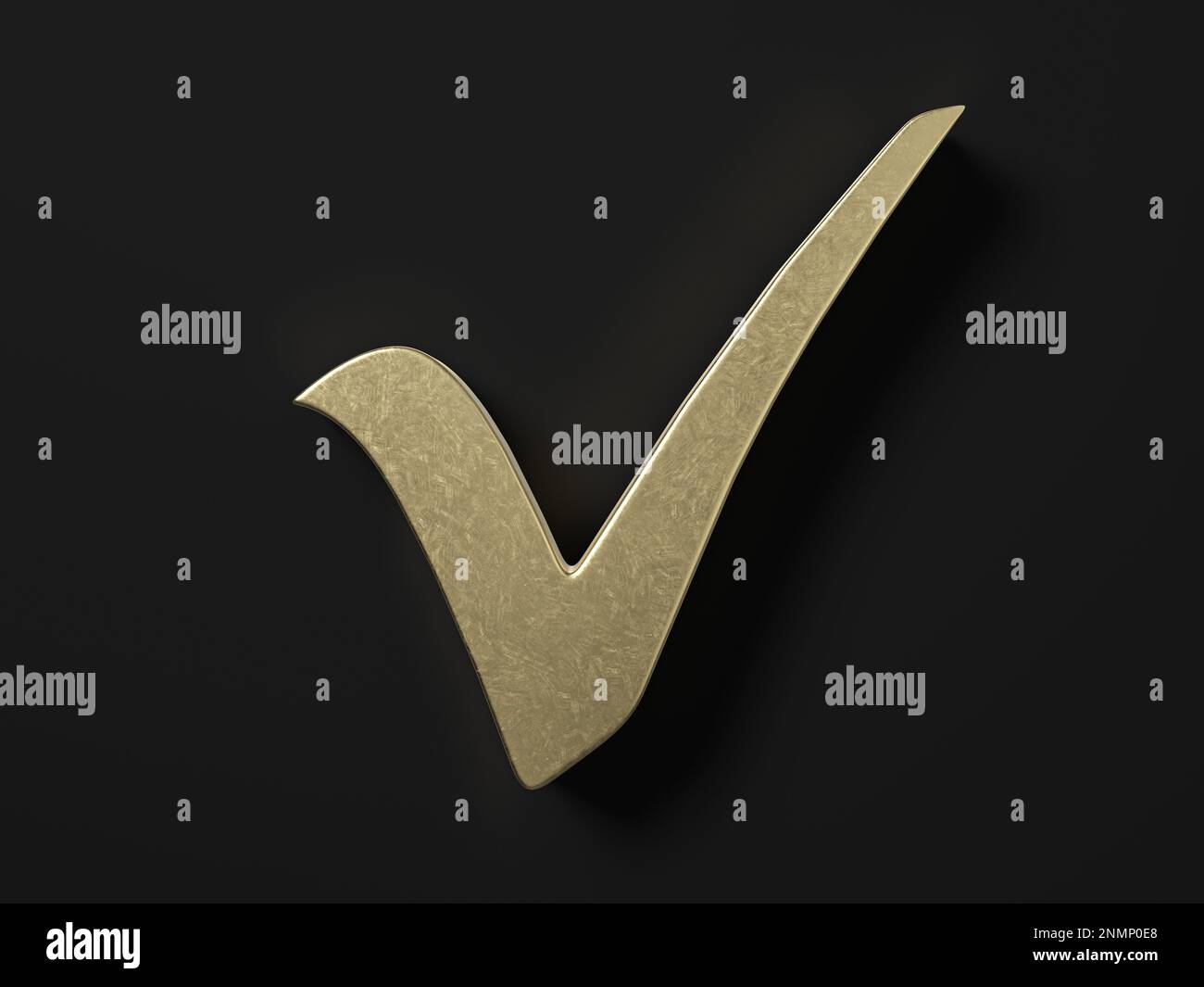 Gold check mark symbol on a black background. 3d illustration Stock ...