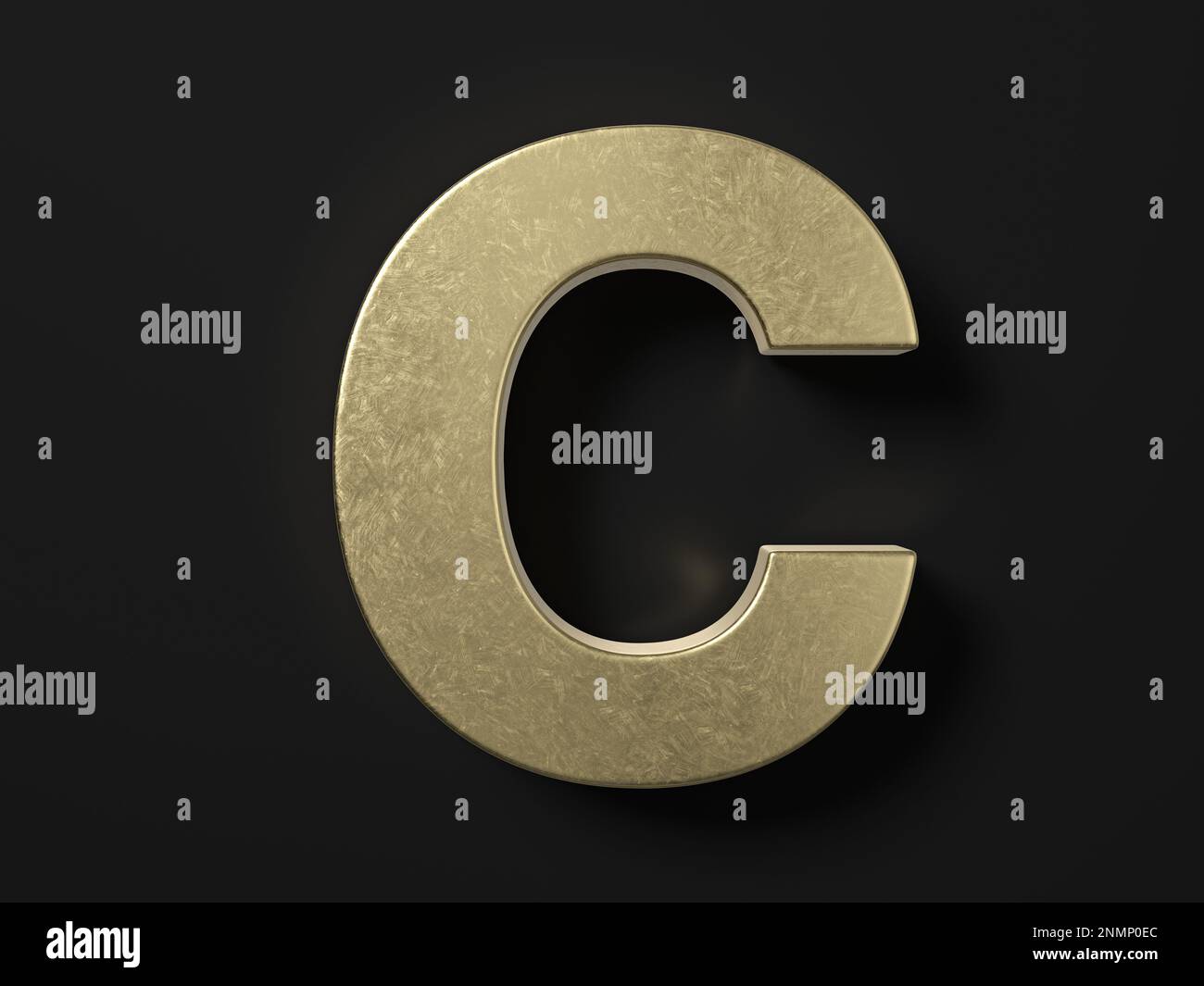 Gold letter C on a black background. 3d illustration Stock Photo - Alamy