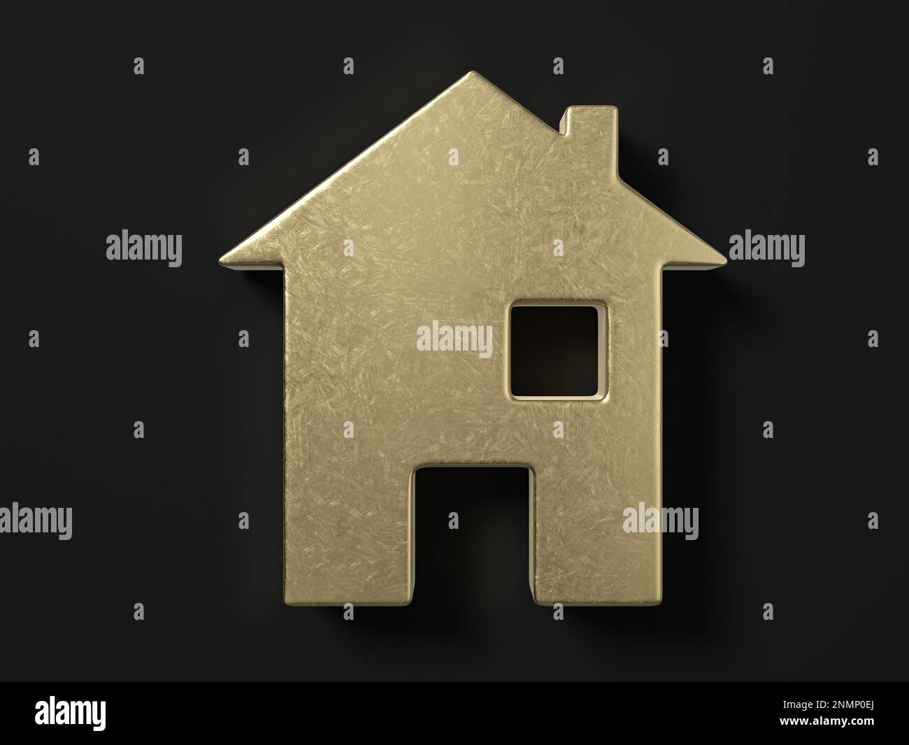 Gold house symbol on a black background. 3d illustration Stock Photo ...