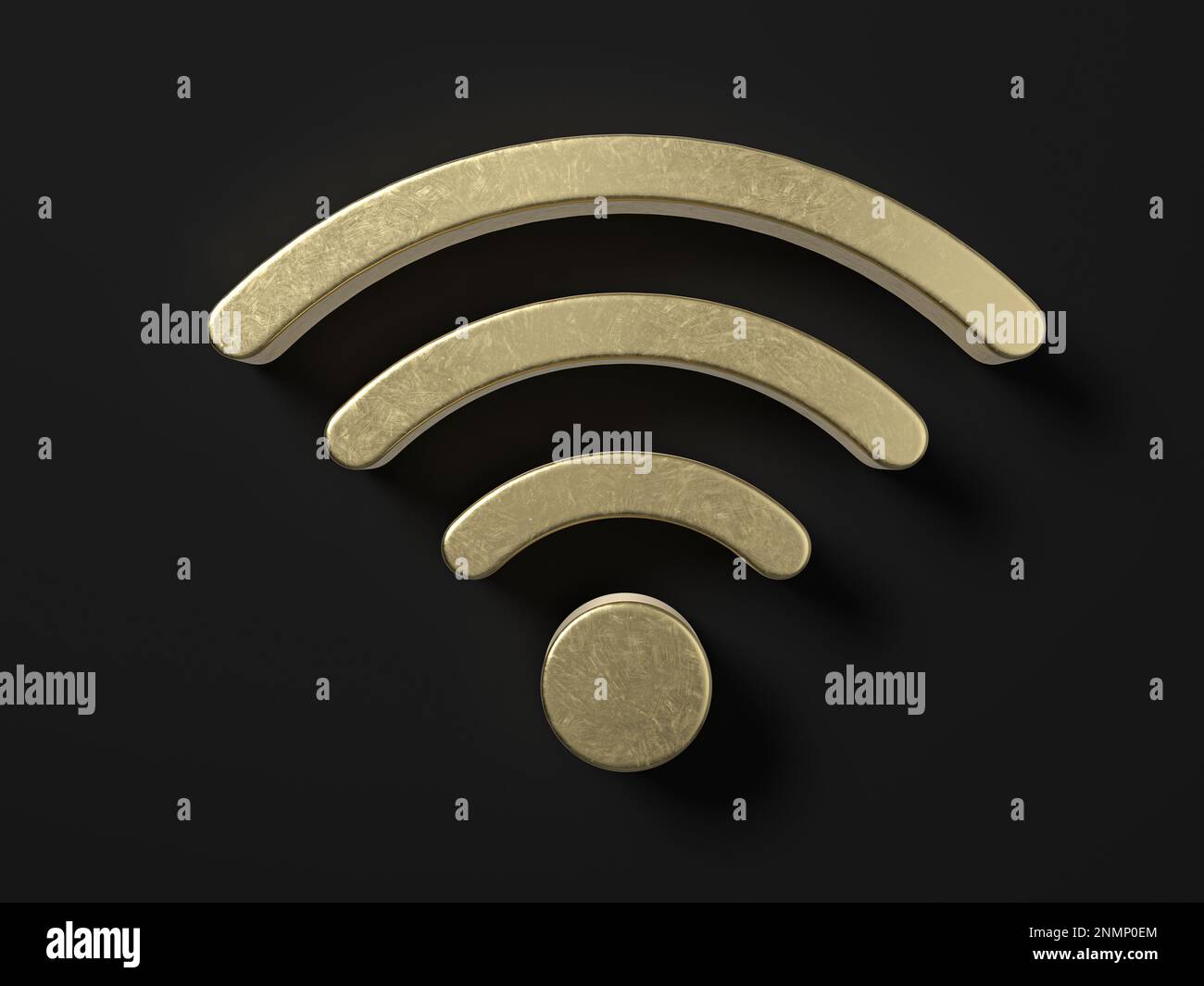 Gold wifi symbol on a black background. 3d illustration Stock Photo - Alamy