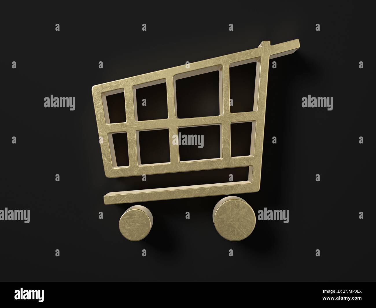Gold shopping cart symbol on a black background. 3d illustration Stock ...