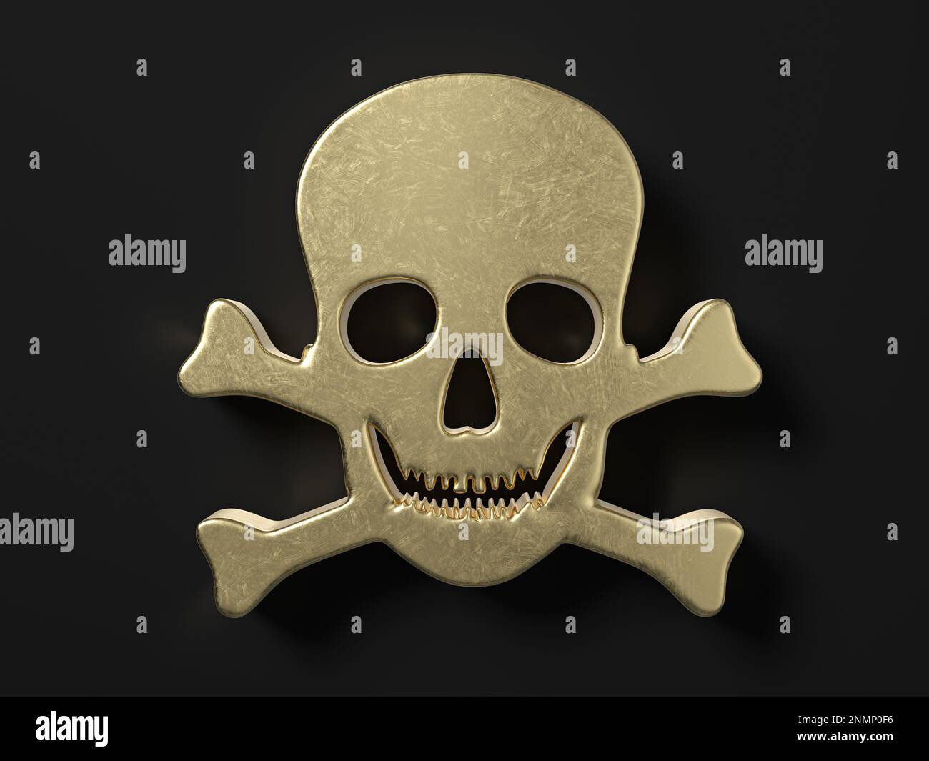 Gold skull symbol on a black background. 3d illustration Stock Photo ...