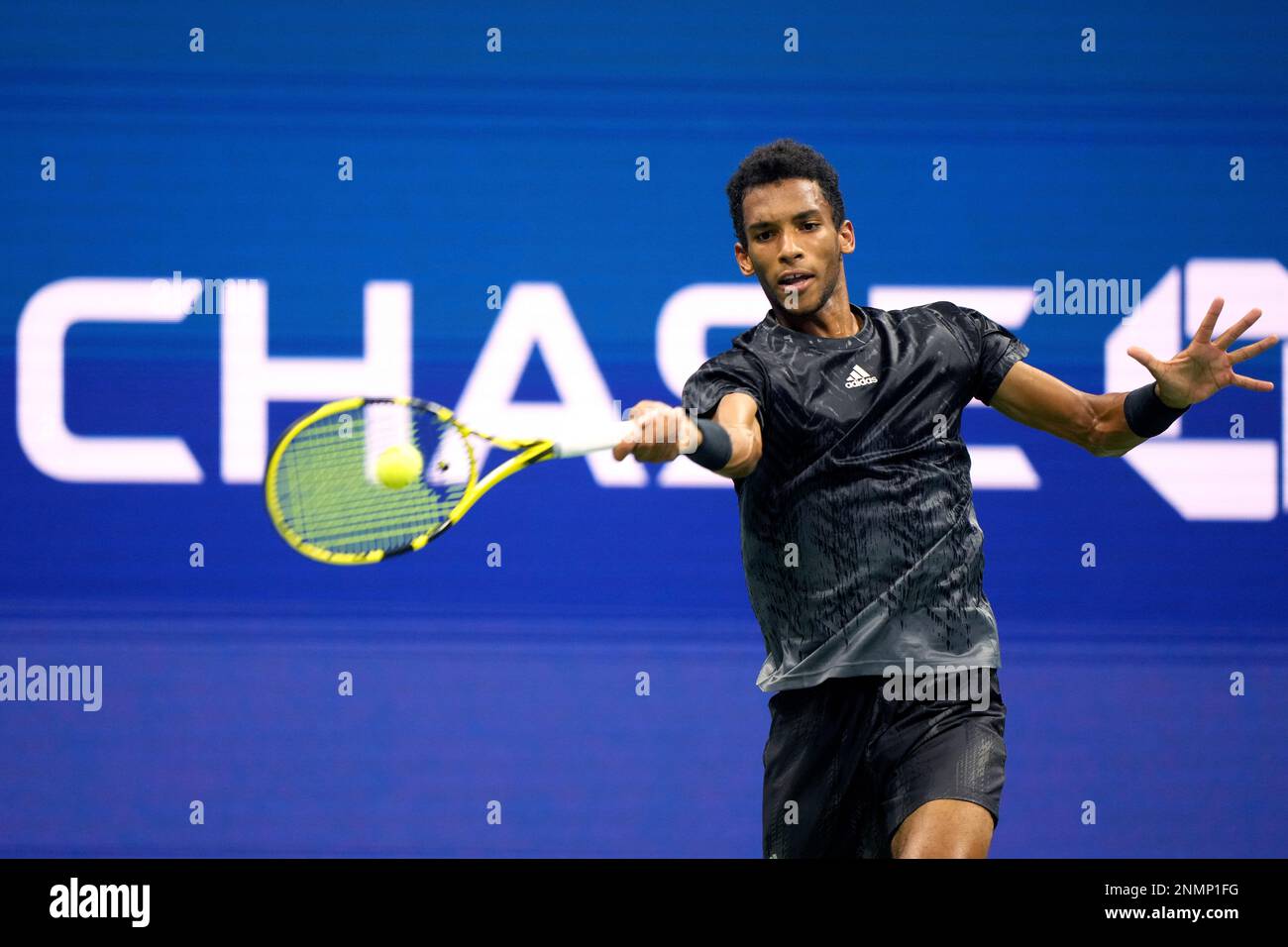 Felix Auger-Aliassime in action during a Men's Singles match at the ...