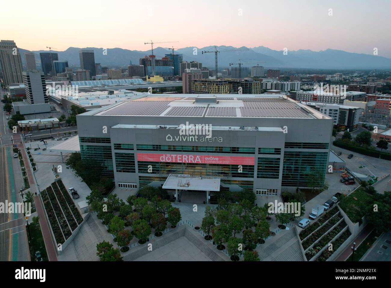 An aerial view of Vivint Smart Home Arena, Sunday, Sept. 5, 2021, in ...