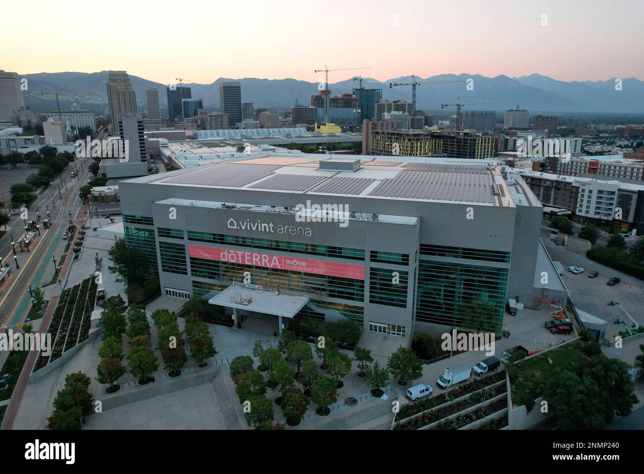 An aerial view of Vivint Smart Home Arena, Sunday, Sept. 5, 2021, in ...