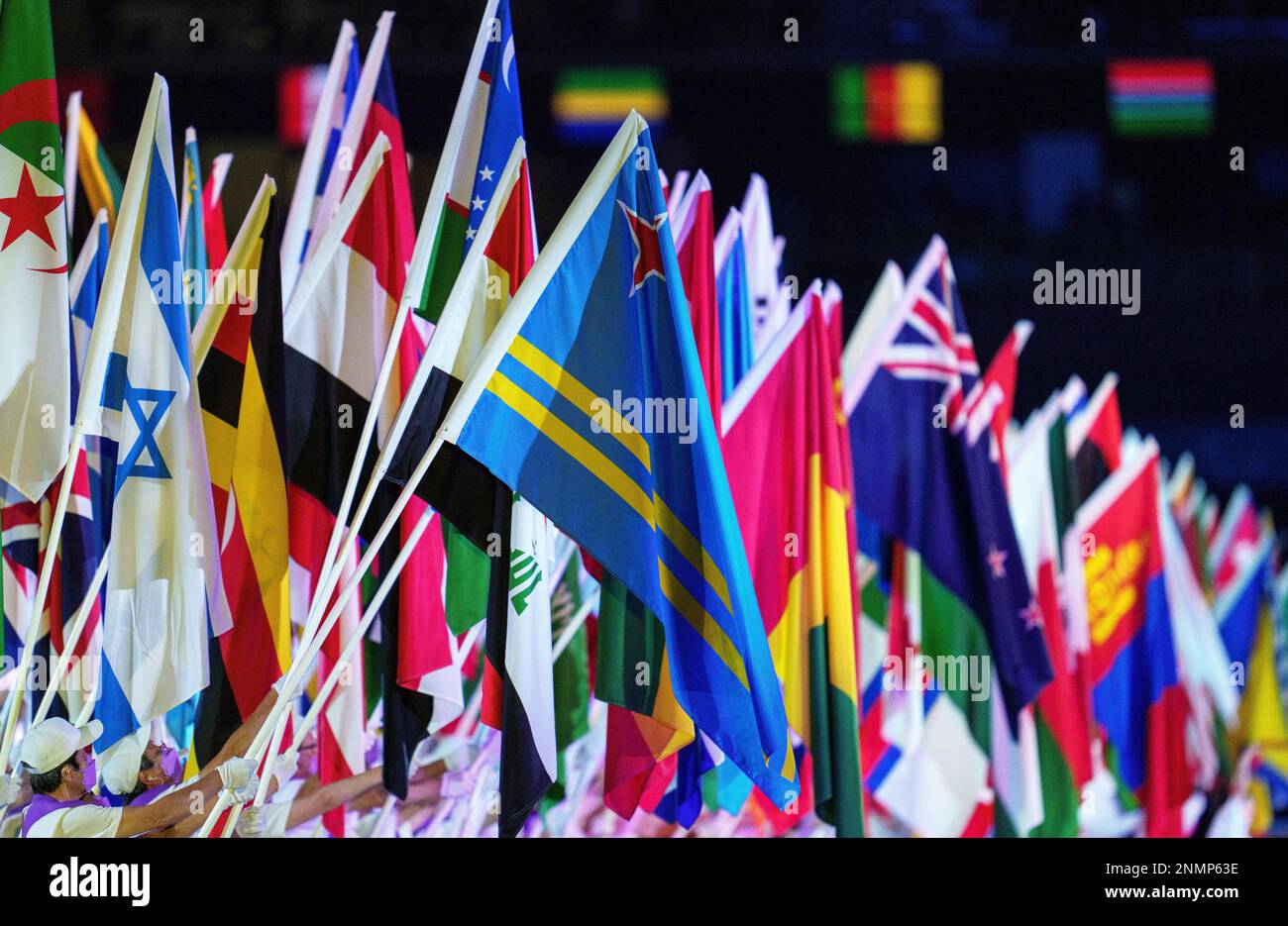 Flags of the Paralympic participating countries are seen at the Olympic ...