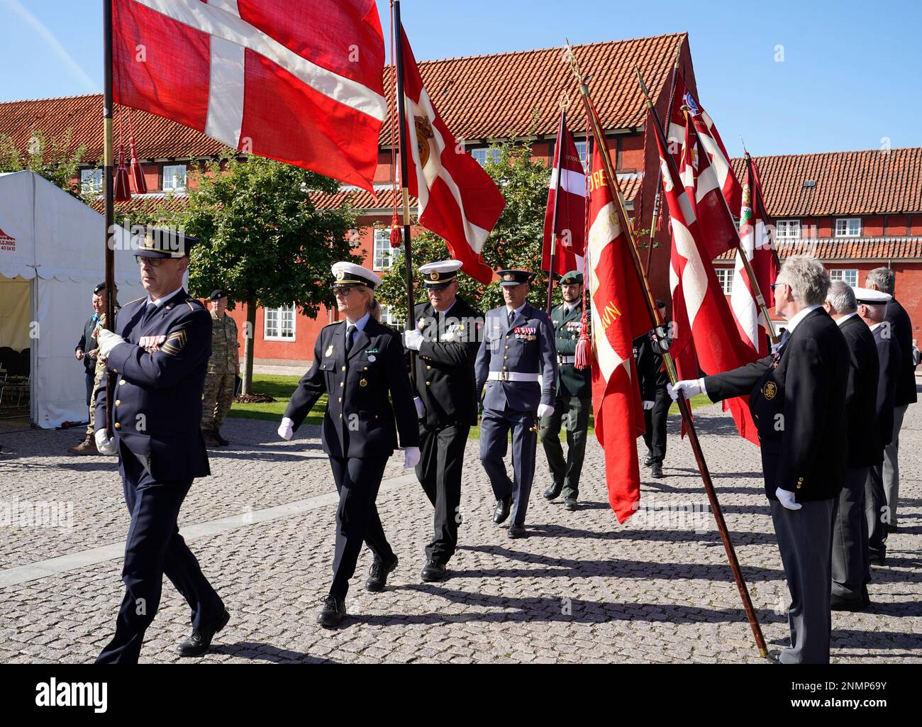 The Danish flag carried in at the Military Headquarter Kastellet in ...