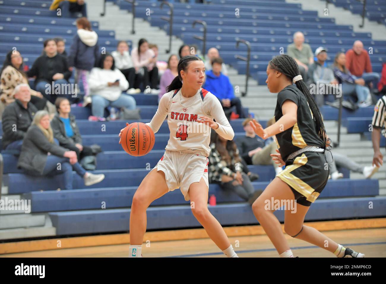 USA. Player dribbling into an offensive corner while being defended by ...
