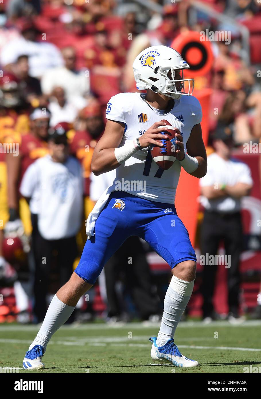 LOS ANGELES, CA - SEPTEMBER 04: San Jose State quarterback Nick Starkel ...