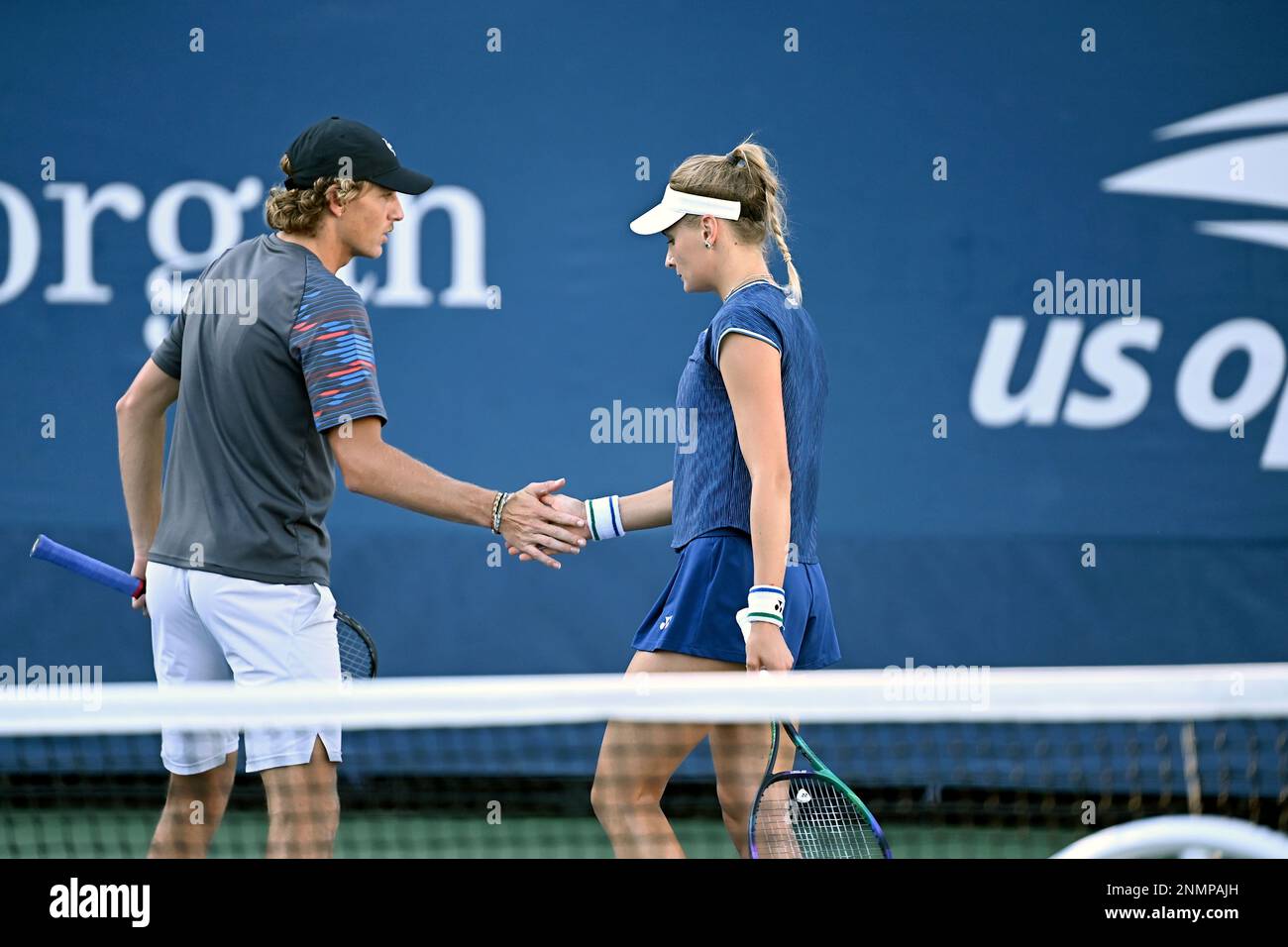 Dayana Yastremska and Max Purcell in action during a Mixed Doubles ...