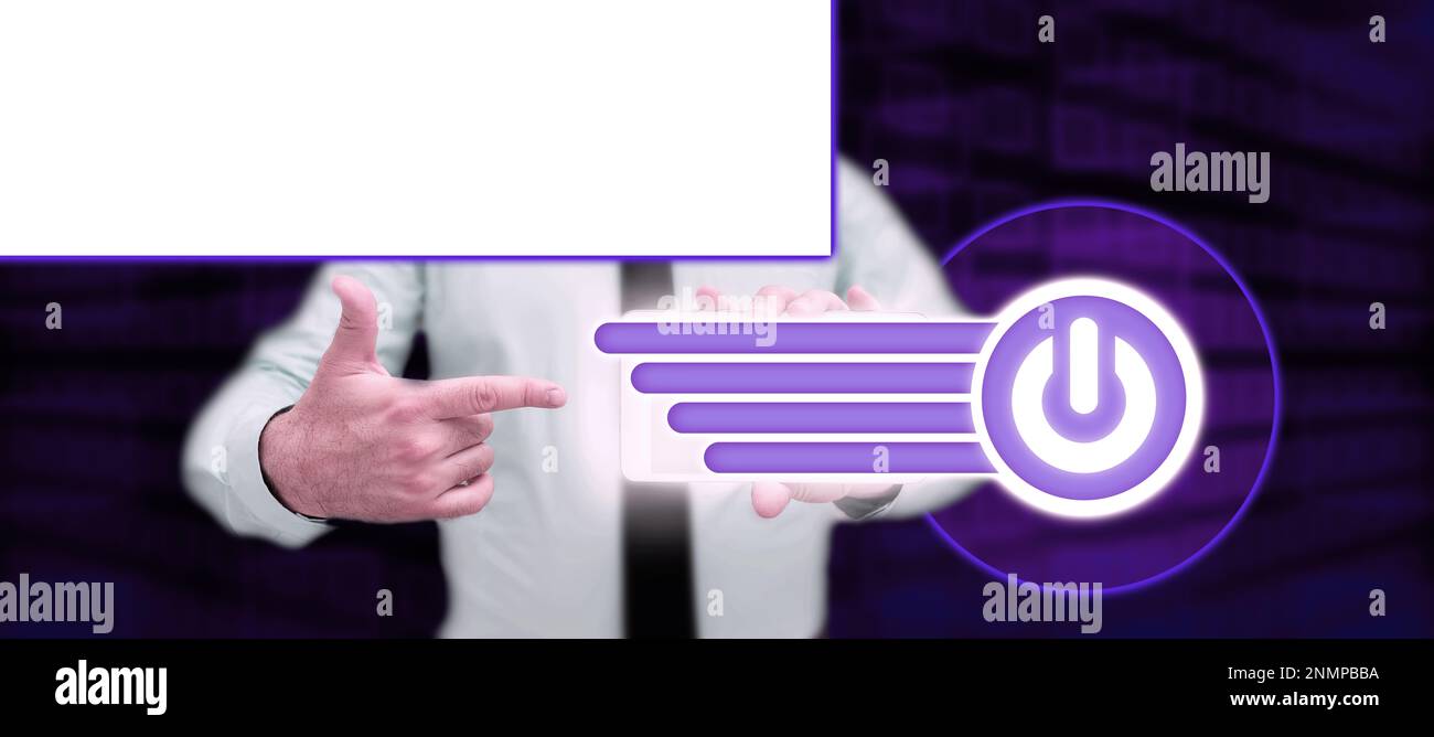 Businessman holding Mobile Phone Pointing to Screen Showing The main ...