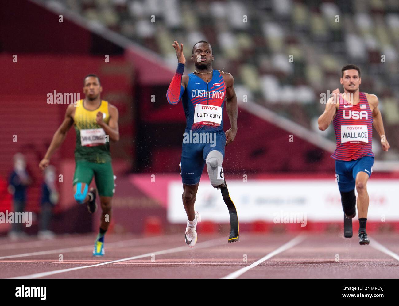 Costa Rica's Sherman Guity crosses the line to take the gold medal in ...