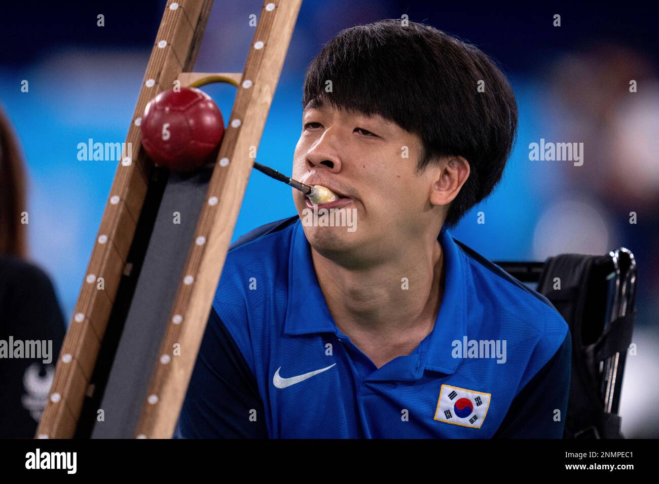 Jeong Ho-won of South Korea competes in the Boccia Pairs BC3 Semifinal ...