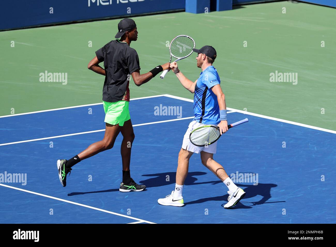 Christopher Eubanks and Bjorn Fratangelo during a Men's Doubles match ...