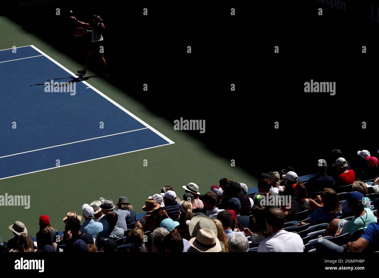 Elena Rybakina hits a serve during a Women's Singles match at the 2021 ...