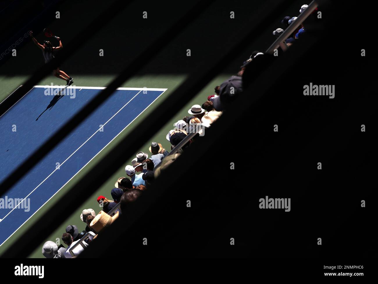 Elena Rybakina hits a serve during a Women's Singles match at the 2021 ...