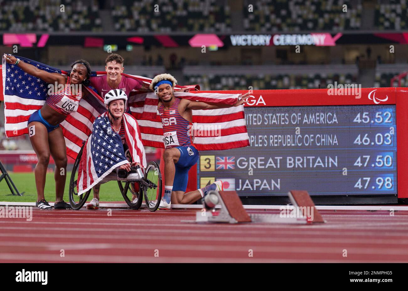 Left to right; USA's Brittni Mason, Tatyana Mcfadden, Nick Mayhugh, and ...