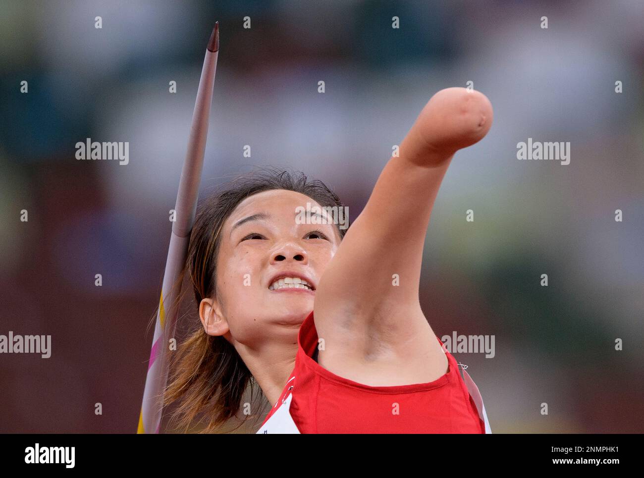 China's Huang Yezi competes in the Women's Javelin Throw F46 Athletics ...