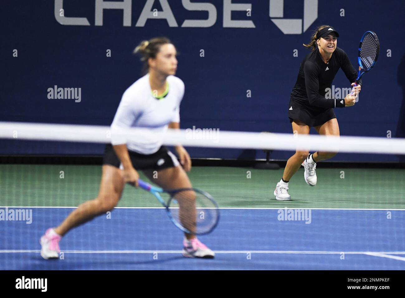 Rosalie van der Hoek and Danka Kovinić during a Women's Doubles match ...