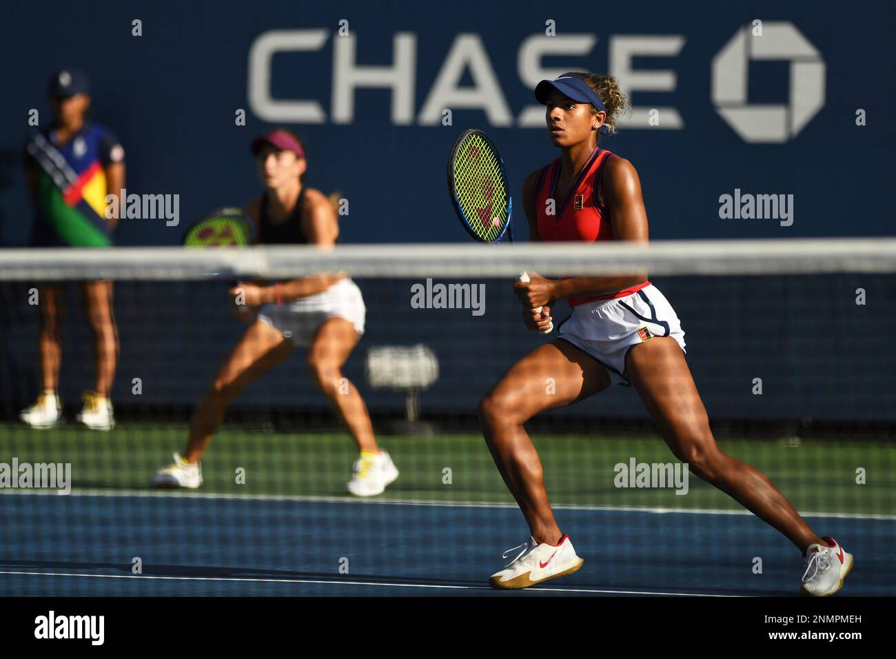 Whitney Osuigwe during a Women's Doubles match at the 2021 US Open ...