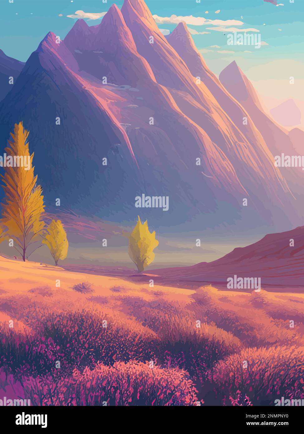 Beautiful green forest mountains vertical Stock Vector Images - Alamy