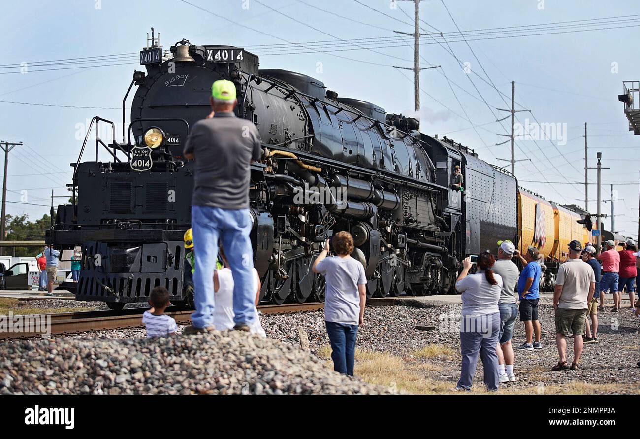 FILE - In this Aug. 12, 2021, file photo, Union Pacific steam locomotive Big Boy No. 4014 leaves ...