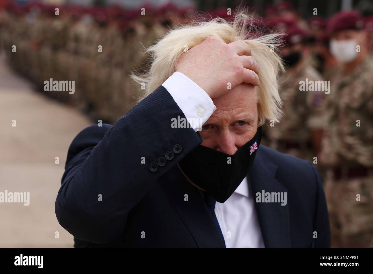 Britain's Prime Minister Boris Johnson, gestures as he meets with ...