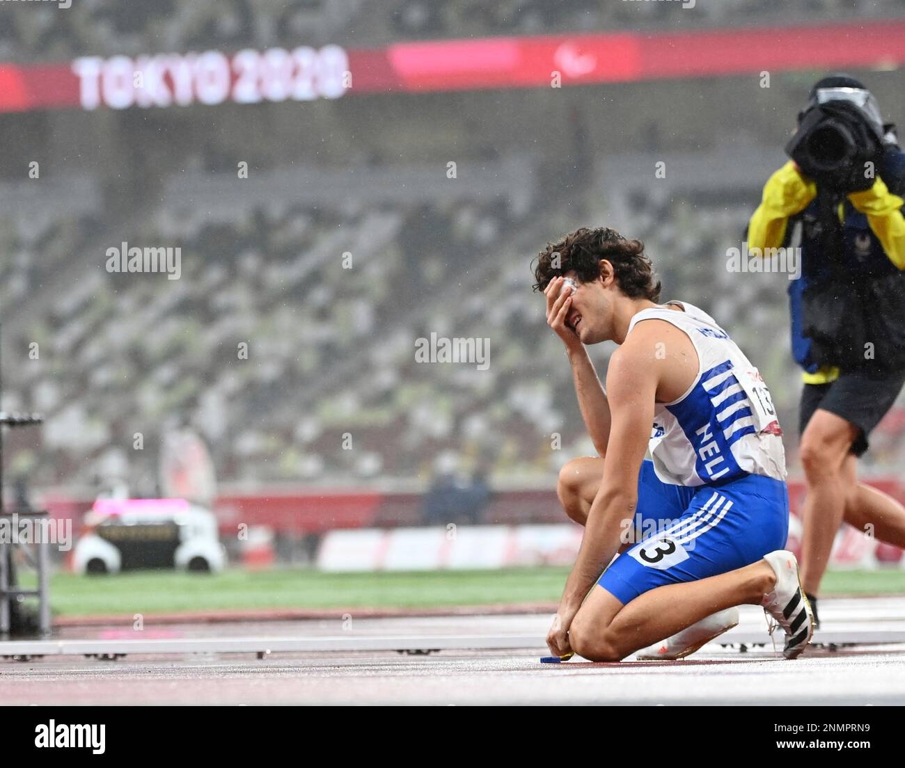 GHAVELAS Athanasios of Greece celebrates after winning the Men's 100m ...